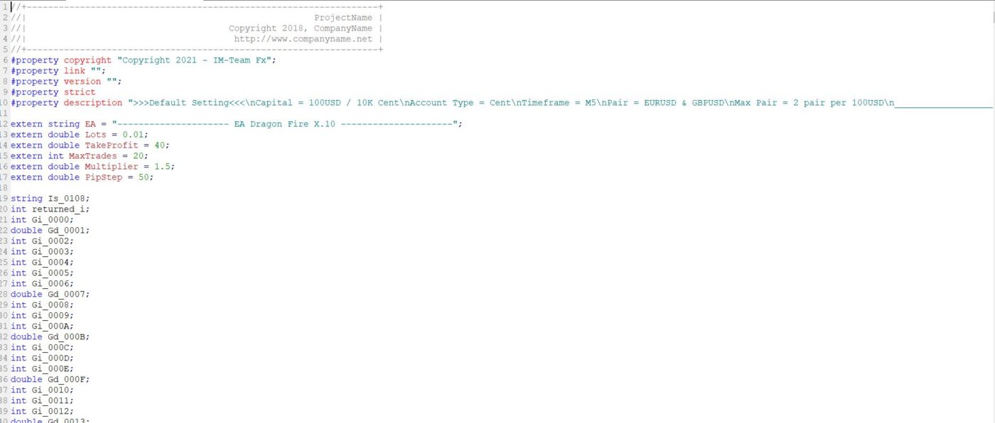 DRAGON FIRE X10 Source Code (mq4)